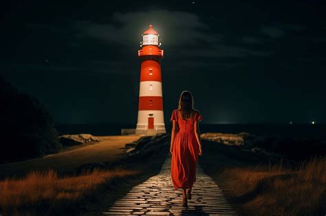 Download Ai Generated Lighthouse Woman Royalty Free Stock