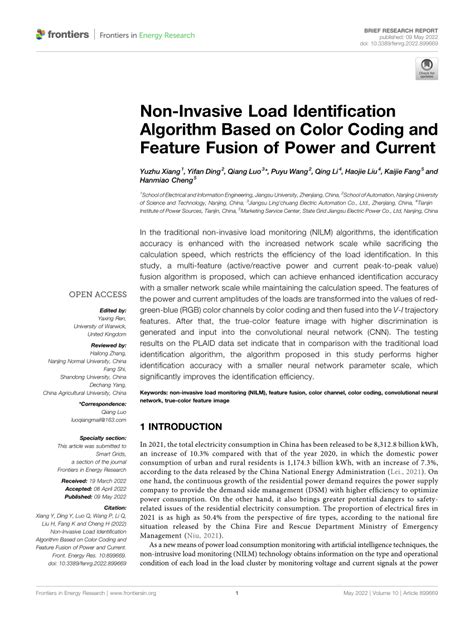 Pdf Non Invasive Load Identification Algorithm Based On Color Coding