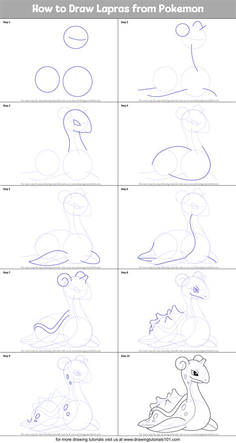 How To Draw Lapras From Pokemon Pokemon Step By Step