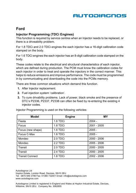 Ford Injector Programming Tdci Engines Autodiagnos