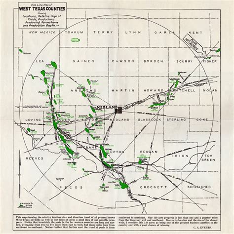 1930 Pipeline Map Of West Texas Counties Midland Winkler Mitchell Upton Crockett Etsy