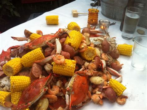 Crab Boil Of Crab Shrimp Corn Cobs Red Potatoes Sausage And Maybe