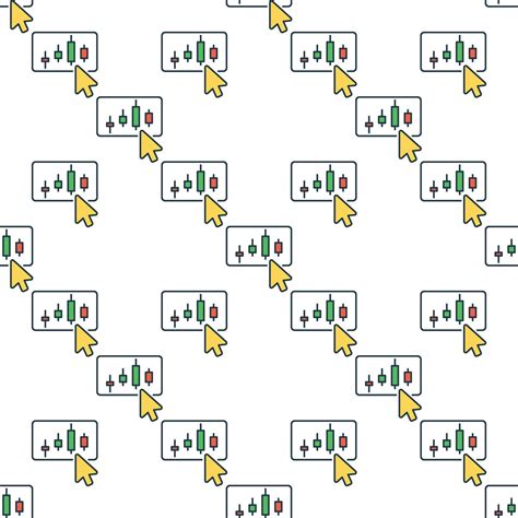 Candlestick Chart With Mouse Cursor Colored Seamless Pattern 48308519