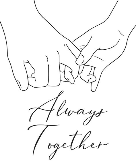 Always Together Hand Written Text Cute Couple Drawings Holding Hands