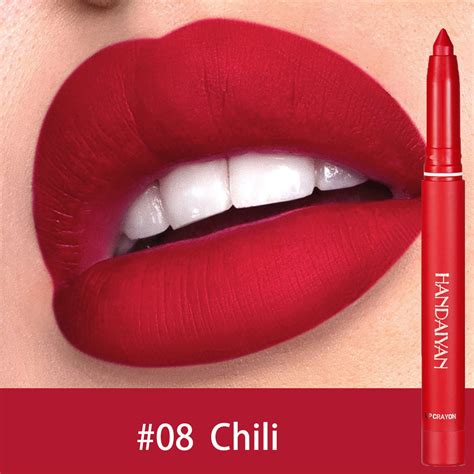 Waterproof Cherry Red Matte Lipstick Sexy Lipliner Pencil Plumping