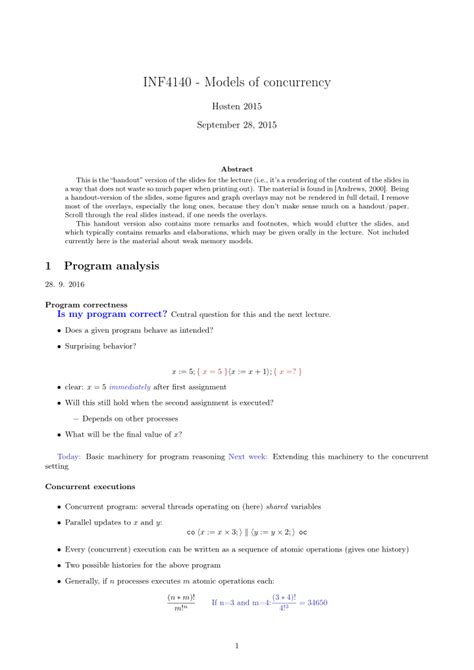 [pdf] inf4140 models of concurrency hsten 2015 september 28 2015