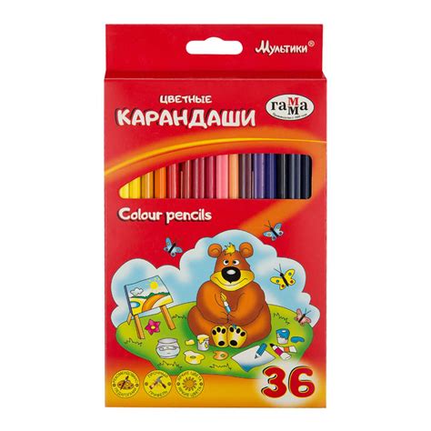 Карандаши цветные Гамма Мультики 36 шт трехгранные заточен купить по ...