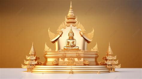 집 박공 지붕 모양으로 금 연단의 태국 스타일 3d 렌더링 무대 연단 유리 진열장 연단 모형 배경 일러스트 및 사진 무료 다운로드 Pngtree