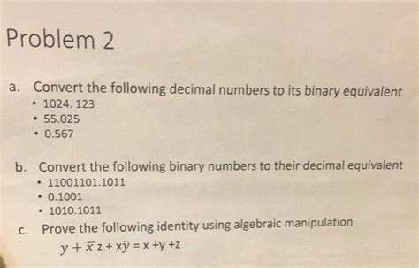 Solved Problem 2 A Convert The Following Decimal Numbers