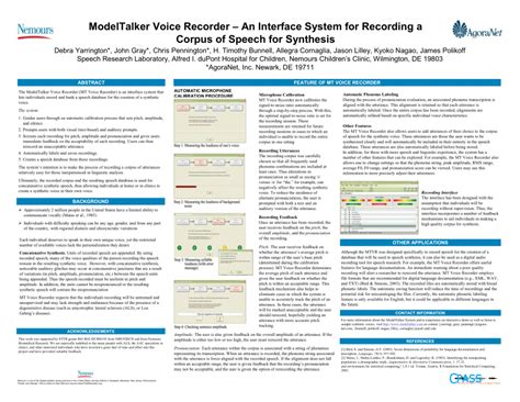 Pdf Modeltalker Voice Recorder An Interface System For Recording A