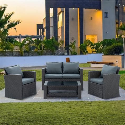 Zeus Ruta 5 Piece Wicker Modern Patio Outdoor Sectional Set With