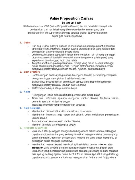 assignment value proposition canvas wh 4 pdf