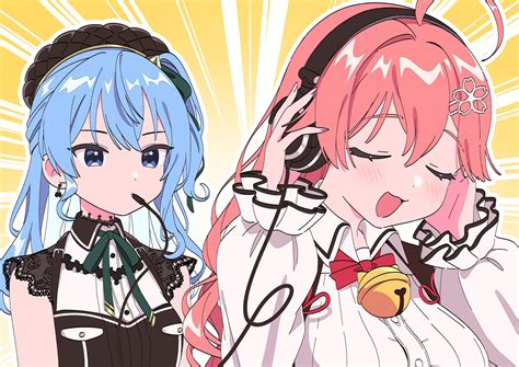 Hoshimachi Suisei Sakura Miko Sakura Miko And Hoshimachi Suisei
