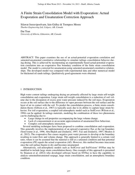 Pdf A Finite Strain Consolidation Model With Evaporation Actual Evaporation And Unsaturation
