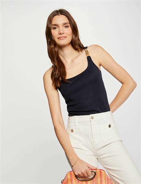 Vest Top With Thin Straps Navy Ladies Morgan