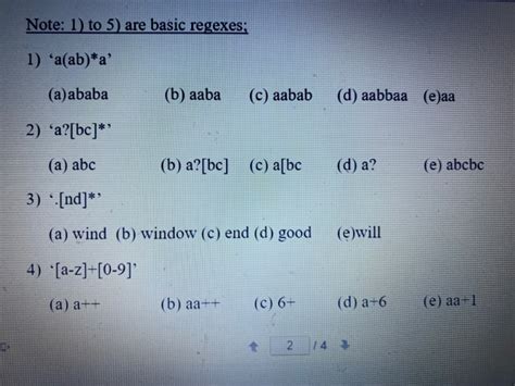 Solved Note 1 To 5 Are Basic Regexes 1 ‘aaba