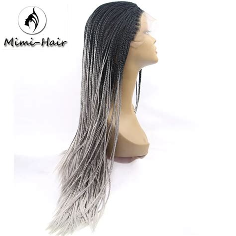 Free Shipping Heat Resistant Black Root Gray Braided Synthetic Lace