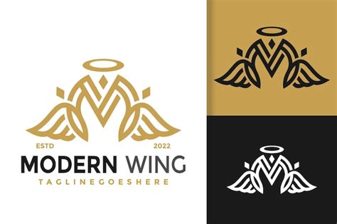 편지 M 천사 날개 로고 디자인 벡터 일러스트 템플릿 프리미엄 벡터