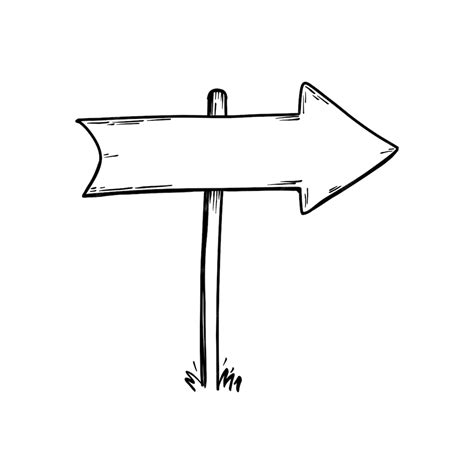 Panneau Dessiné à La Main Style De Croquis De Panneau De Direction En