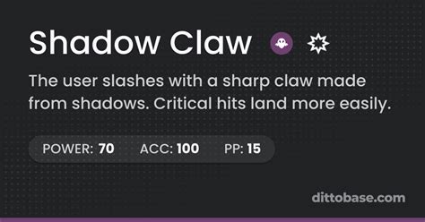 Shadow Claw Pokémon Move Dittobase