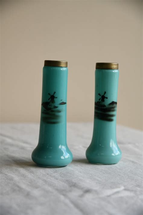 Pair Vintage Glass Vase Kernow Furniture