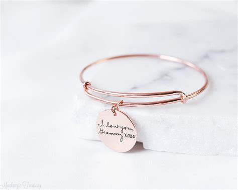 Custom Handwriting Bracelet Engraved Signature Disc Bracelet Etsy