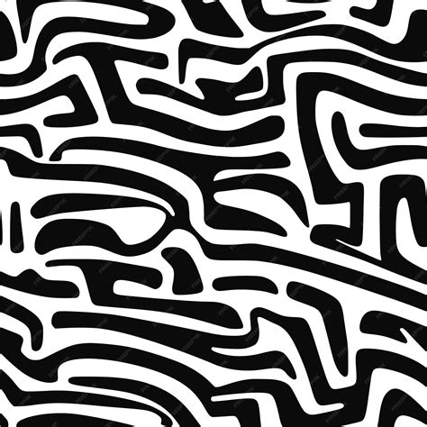 Premium Vector Seamless Pattern Abstract Black Doodles Curls Maze Background