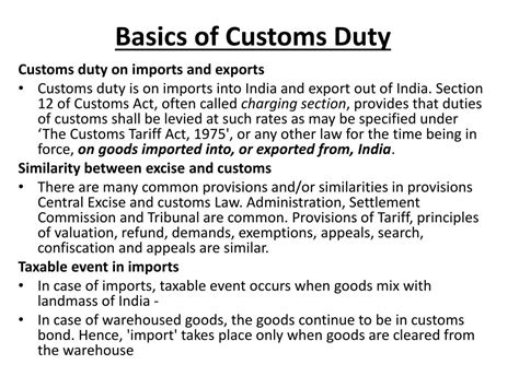 PPT Basics Of Custom Duty PowerPoint Presentation Free Download ID 1607884