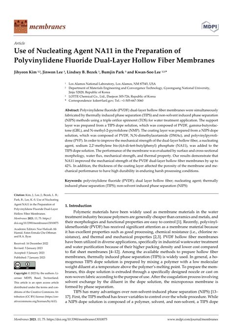 Pdf Use Of Nucleating Agent Na11 In The Preparation Of Polyvinylidene Fluoride Dual Layer