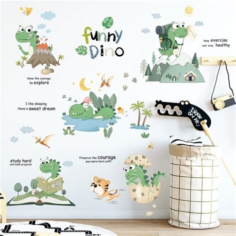 Decal dán decal khủng long con xanh xanh lá phòng bé sau dán x m dài x rộng tại TPHCM