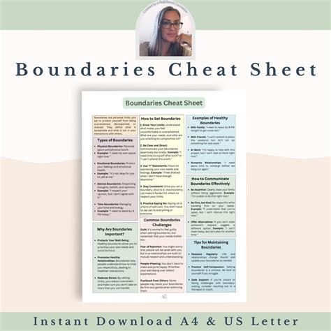 Boundary Cheat Sheet Easy One Page Guide For Healthy Boundaries And Boosting Self Care Skills Etsy