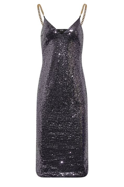 Lts Tall Womens Purple Sequin Chain Strap Mini Dress Long Tall Sally