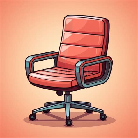 Humorous Red Leather Office Chair Vector Illustration On Orange