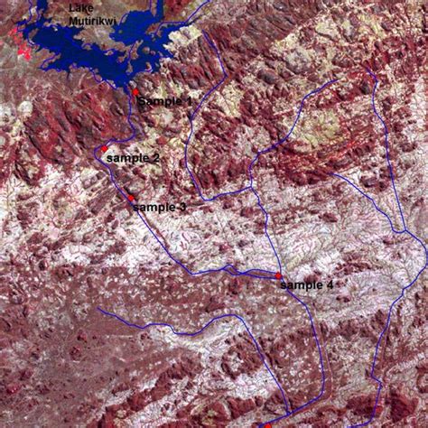 Landsat Image Showing The Sampled Sites In The Pseudo Natural Colour