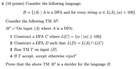 solved 4 10 points consider the following language