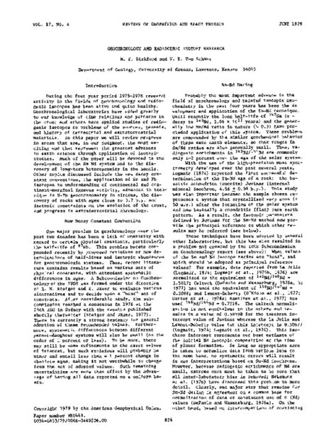 Pdf Geochronology And Radiogenic Isotope Research Marion Bickford