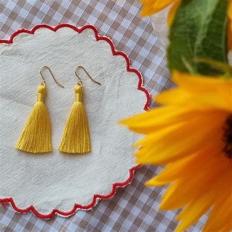 Yellow Tassel Earring Etsy