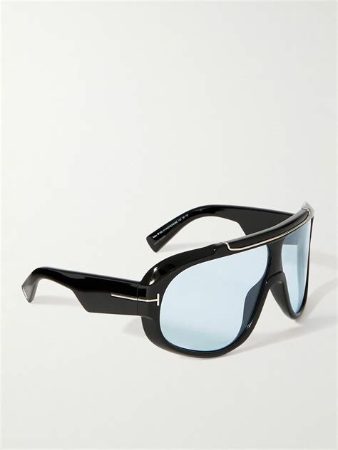 Tom Ford Rellen Oversized Aviator Style Acetate And Gold Tone