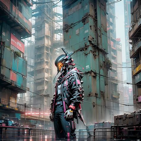 Premium Ai Image Android In A Cyberpunk City