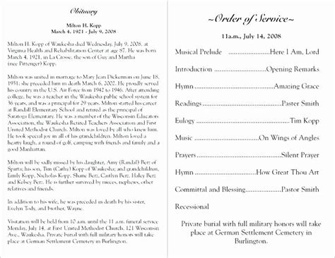 Lds Funeral Program Template