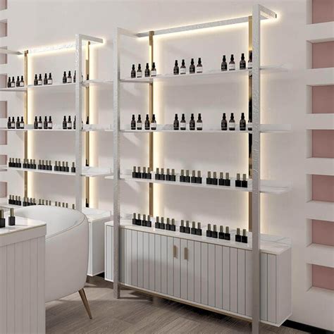 White Salon Furniture Beauty Facial Bed Nail Salon Shelving Ideas
