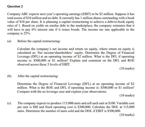 [solved] D 0 Calculate The Degree Of Total Leverage Dtl At 115