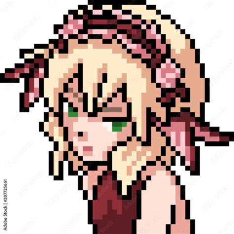 Vector Pixel Art Anime Girl เวกเตอร์สต็อก Adobe Stock
