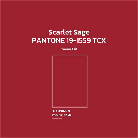 Pantone 19 1559 Tcx Scarlet Sage Complementary Or Opposite Color Name And Code 9d202f