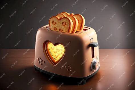 Premium Photo Toasted Bread In Toaster In Shape Of Hearts For