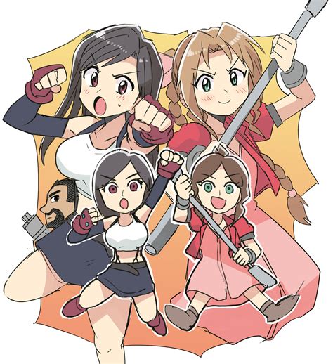 Tifa Lockhart Aerith Gainsborough Barret Wallace And Mii Final