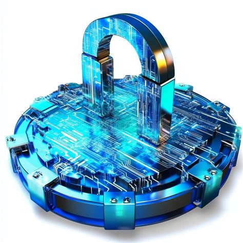 Cybersecurity Concept 3d Render Of A Blue Circuit Board Padlock Cybersecurity Digital Security