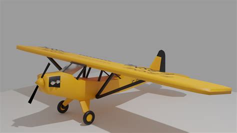 D Piper Cub Airplane Turbosquid