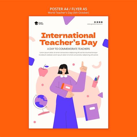 Free Psd World Teachers Day Poster Template