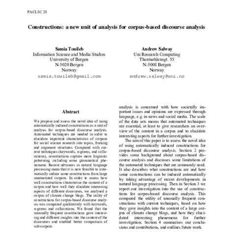 Constructions A New Unit Of Analysis For Corpus Based Discourse